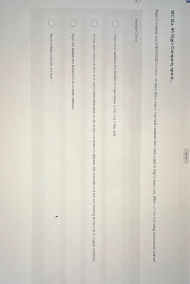 Solved MC Qu. 44 ﻿Kigin Company spent...Kigin Company spent | Chegg.com