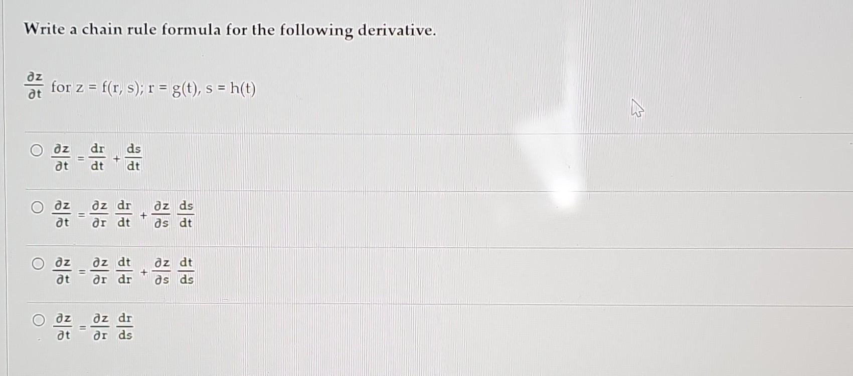 Solved Write a chain rule formula for the following | Chegg.com