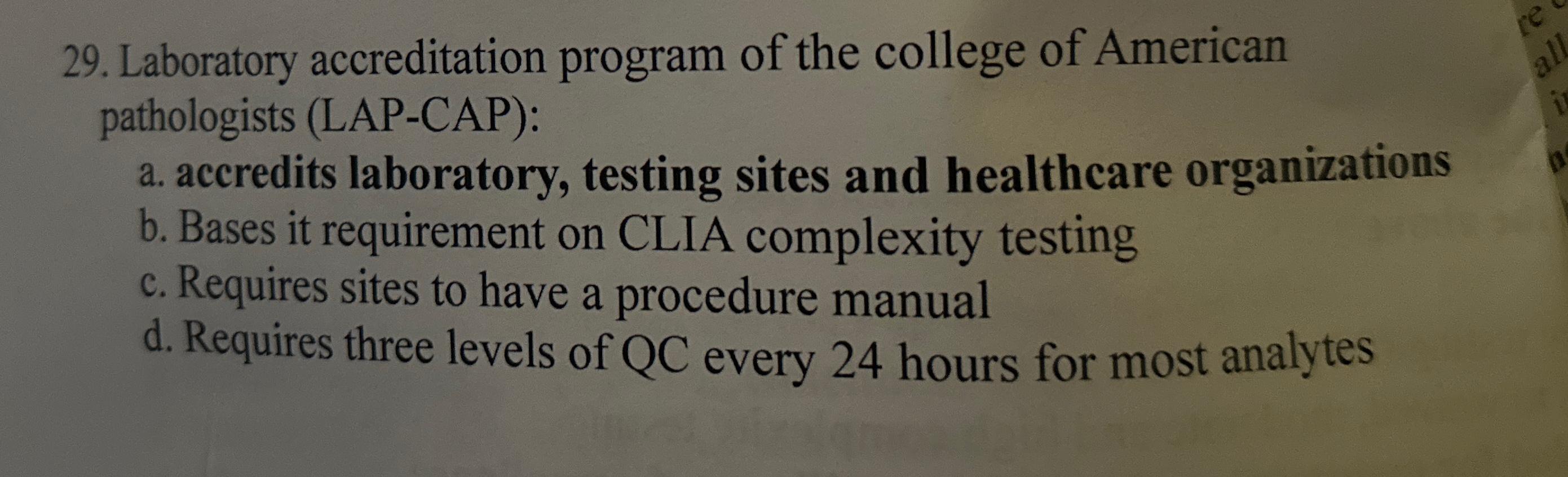 Solved Laboratory accreditation program of the college of | Chegg.com