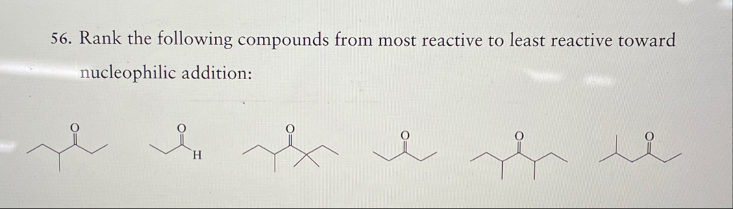 Rank the following compounds from most reactive to | Chegg.com
