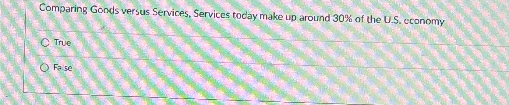 Solved Comparing Goods versus Services, Services today make | Chegg.com
