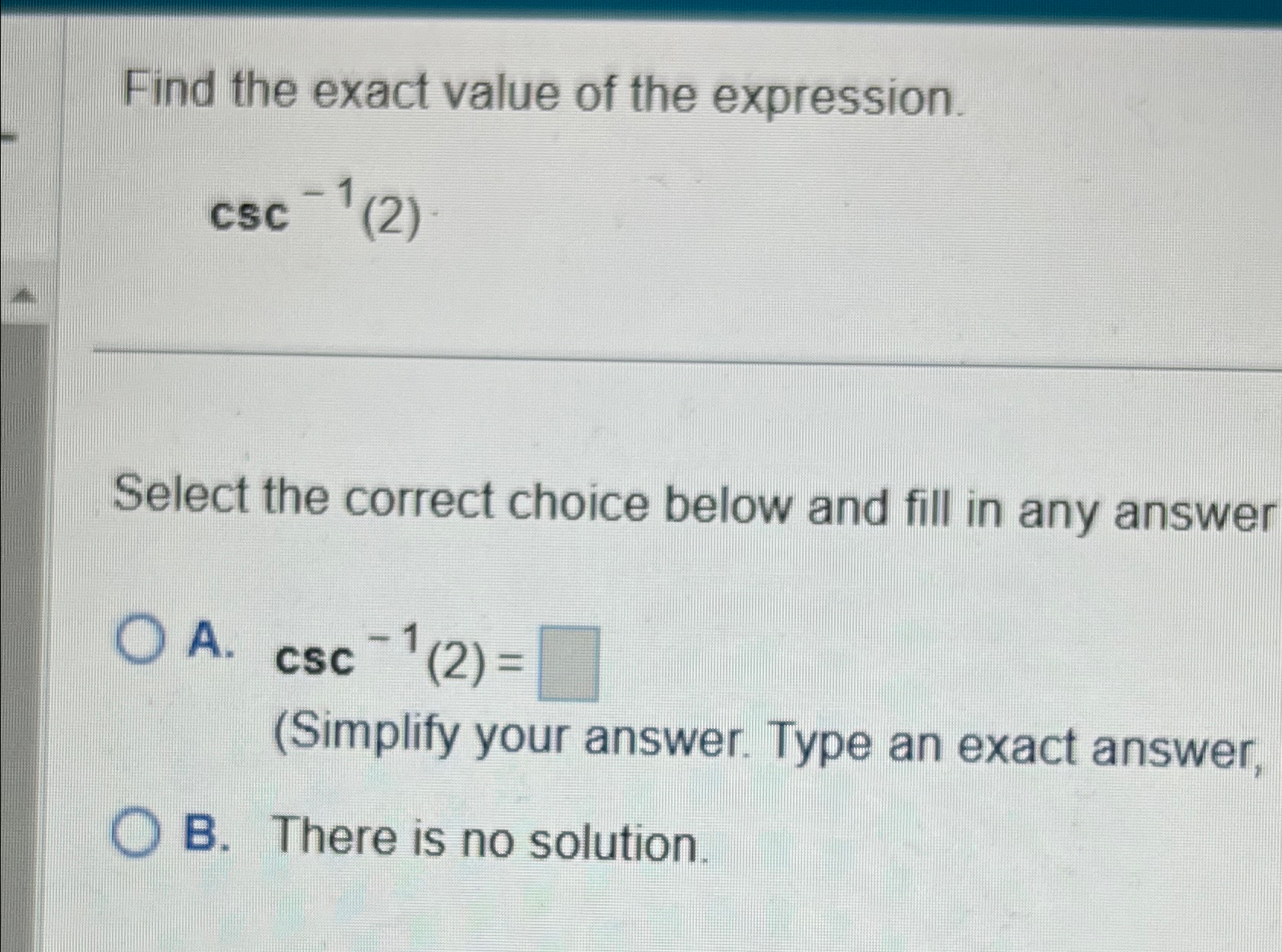 Solved Find the exact value of the | Chegg.com