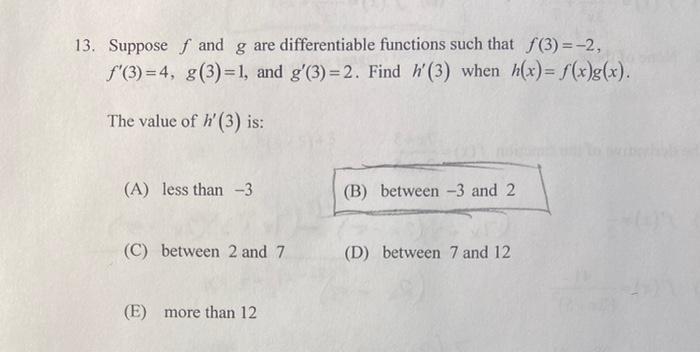 Solved 13. Suppose and g are differentiable functions such | Chegg.com