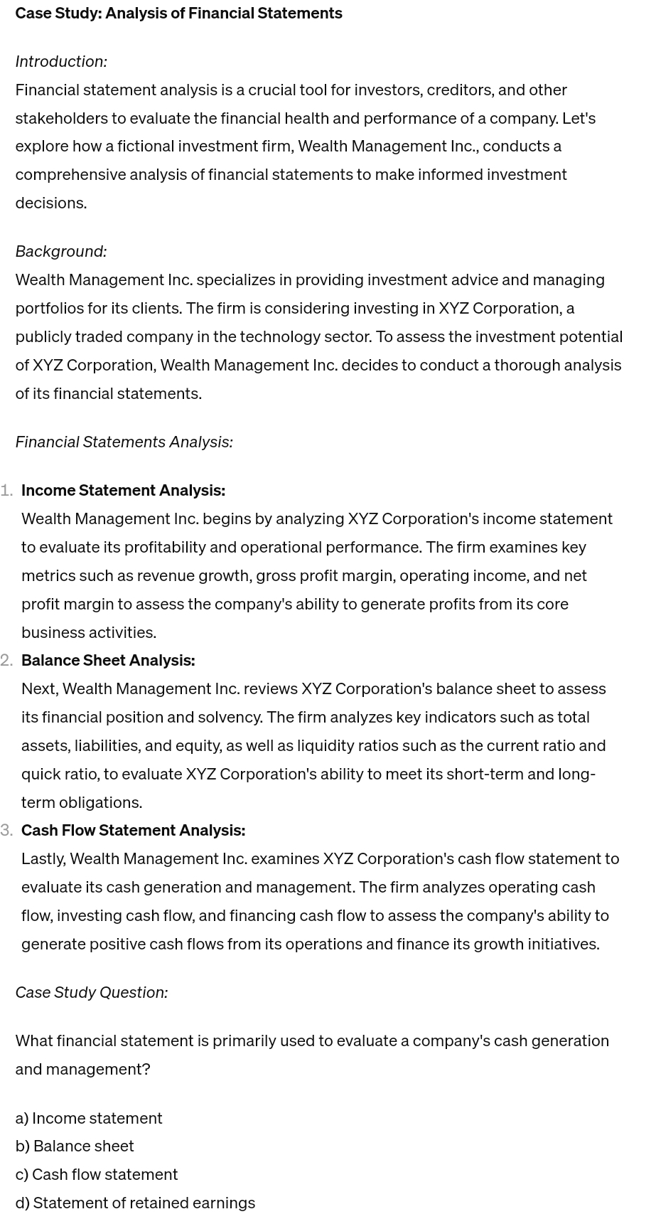 Solved Case Study: Analysis of Financial | Chegg.com