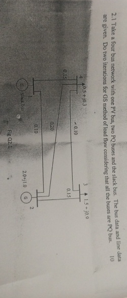 Solved 2.1 ﻿Take a four bus network with one PV bus, two PQ | Chegg.com