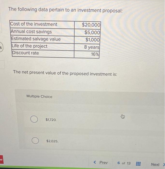 Solved The following data pertain to an investment proposal: | Chegg.com Solved The following data pertain to an investment proposal: | Chegg.com