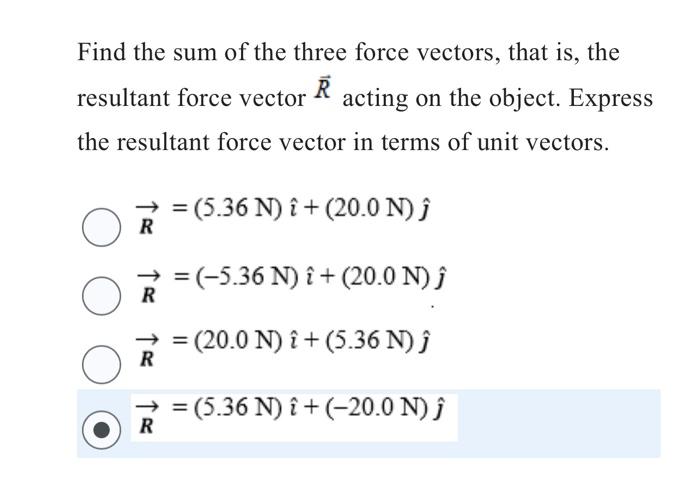 Solved A. Three force vectors act on an object, as shown in | Chegg.com