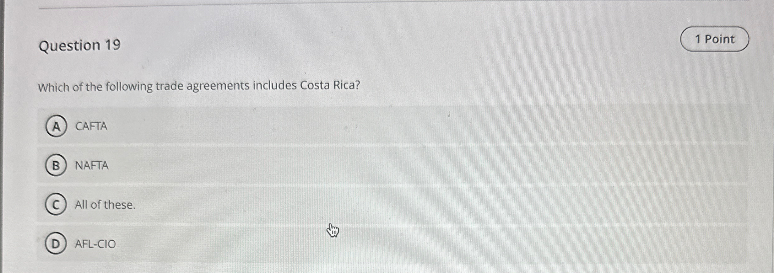 Solved Question 191 ﻿PointWhich of the following trade | Chegg.com