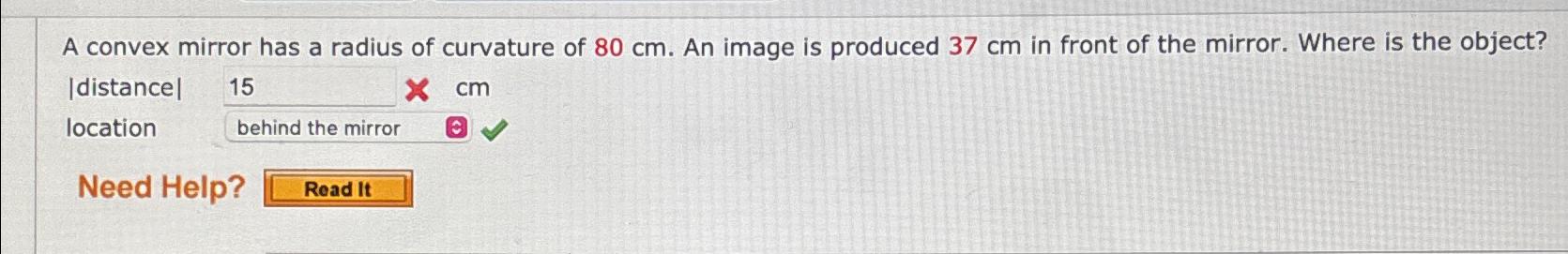 Solved A convex mirror has a radius of curvature of 80cm. | Chegg.com