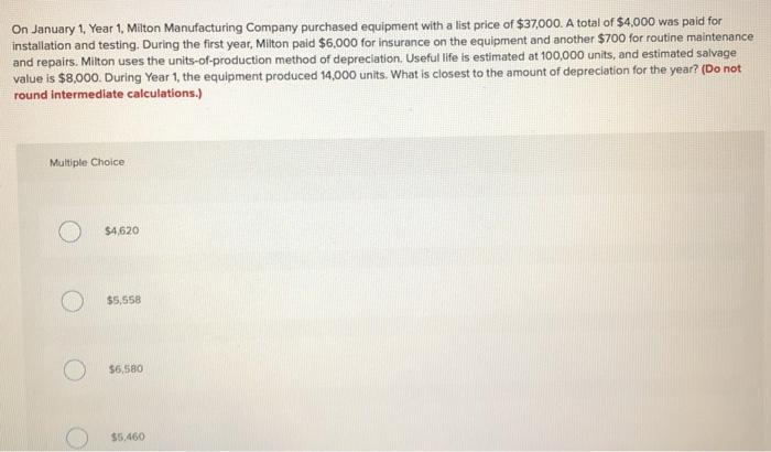 Solved On January 1, Year 1. Milton Manufacturing Company | Chegg.com