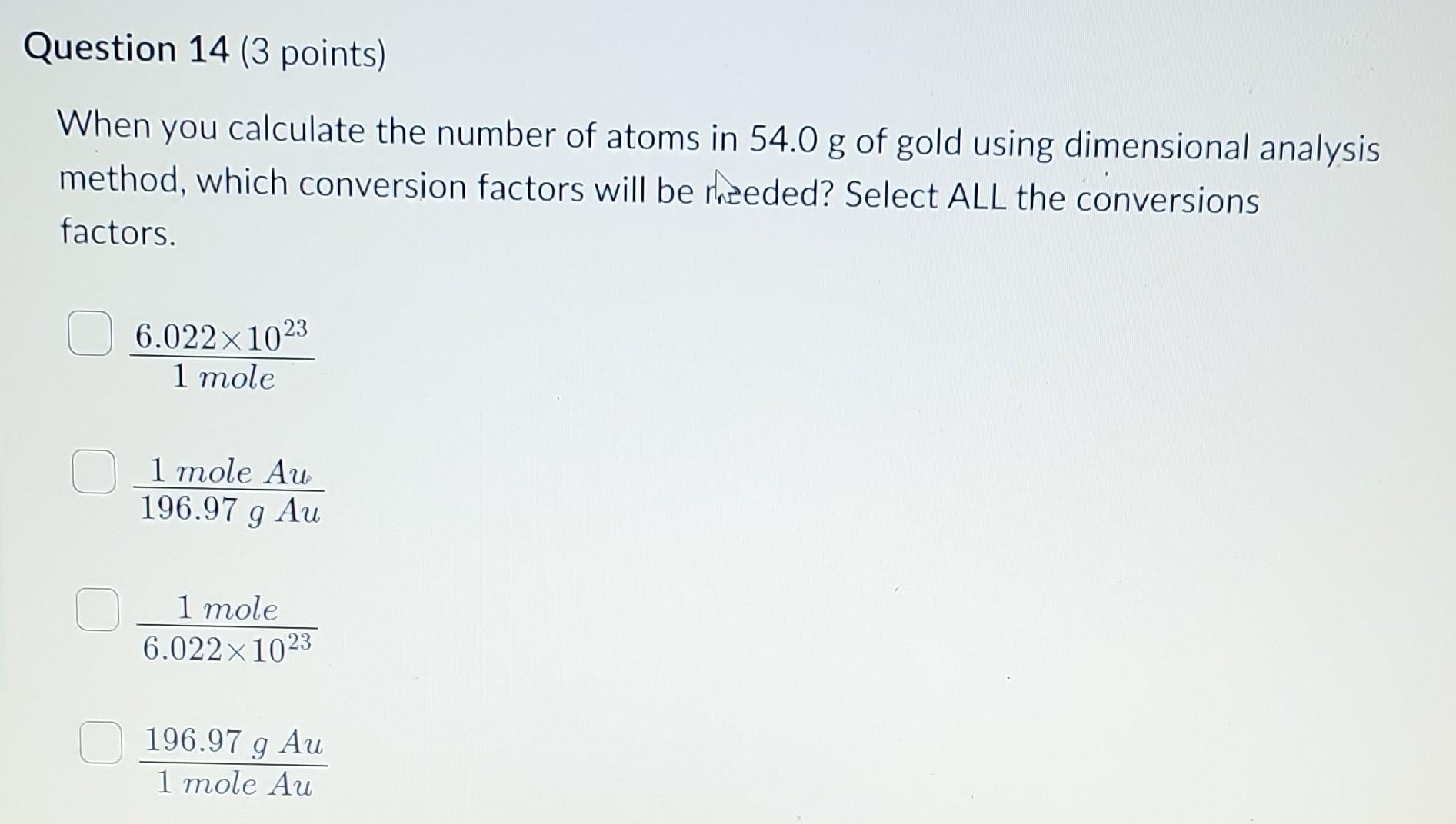 Solved When you calculate the number of atoms in 54.0 g of | Chegg.com