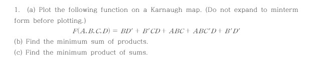 Solved A ﻿plot The Following Function On A Karnaugh Map 7652