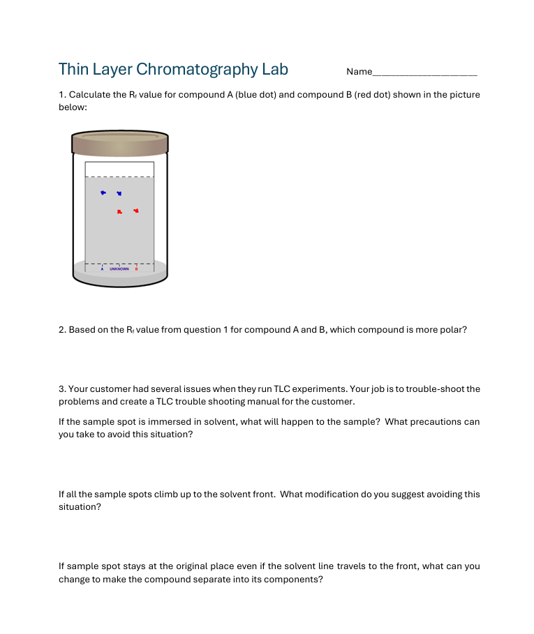 Thin Layer Chromatography Lab Nam 1. ﻿Calculate the | Chegg.com