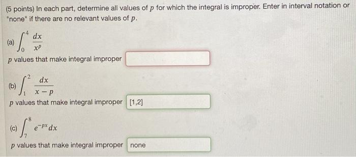 Solved (5 points) In each part, determine all values of p | Chegg.com