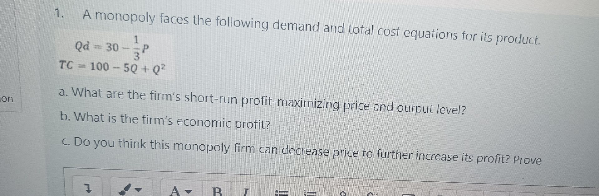 Solved A monopoly faces the following demand and total cost | Chegg.com