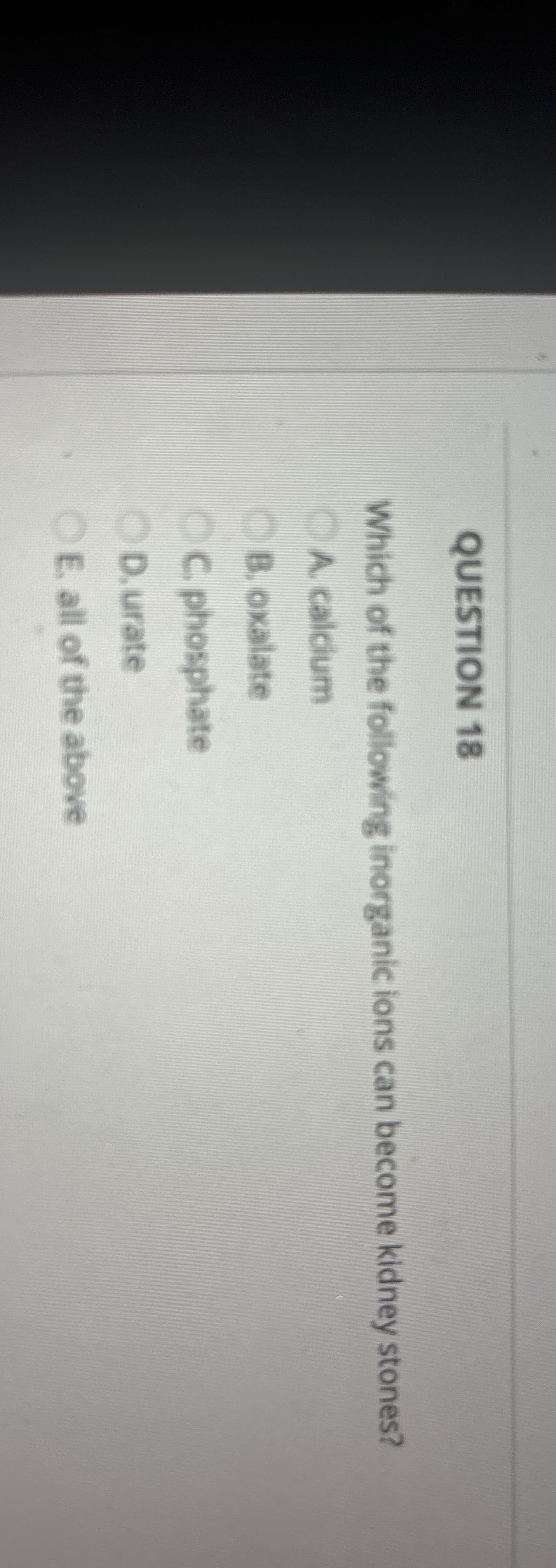 Solved QUESTION 18Which of the following inorganic ions can | Chegg.com