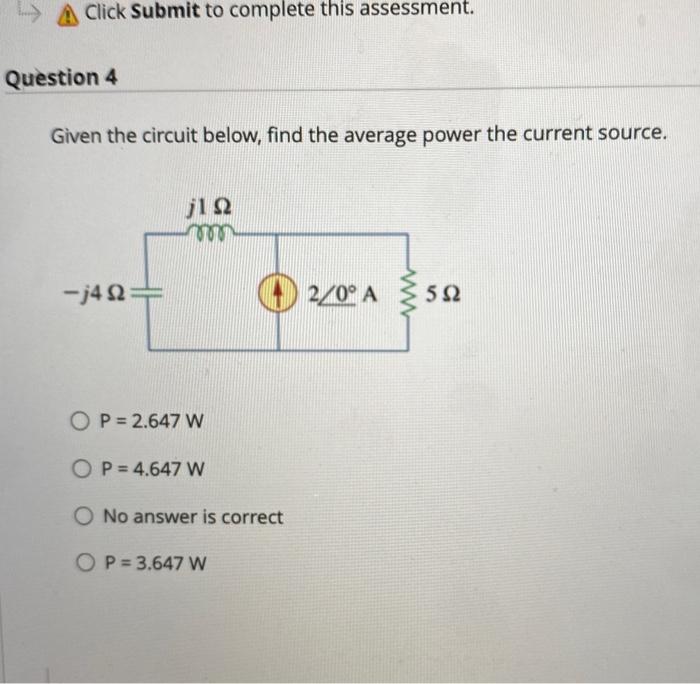 Solved In the following circuit, determine the average power | Chegg.com
