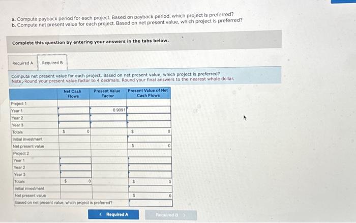 Solved Exercise 26-9 (Static) Payback period; net present | Chegg.com