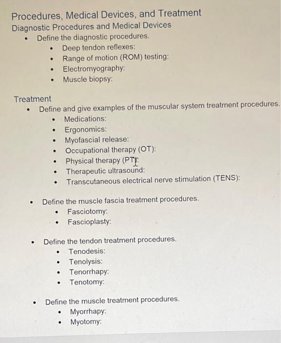 Solved Procedures, Medical Devices, and Treatment Diagnostic | Chegg.com