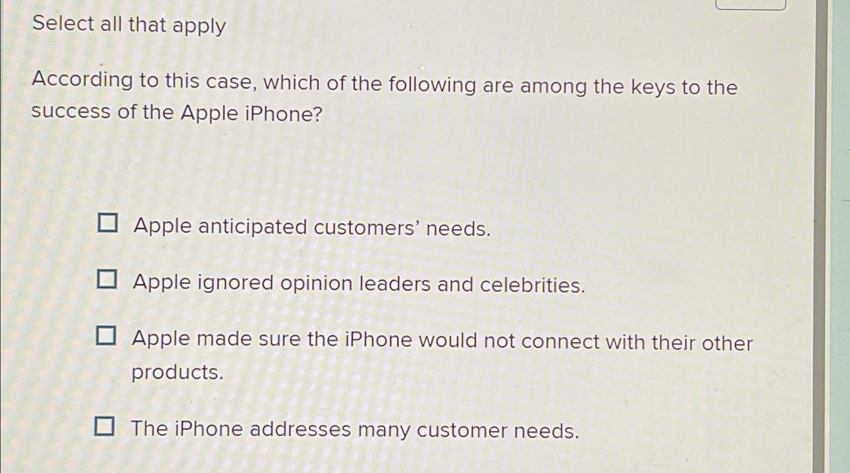 Solved Select all that applyAccording to this case, which of | Chegg.com