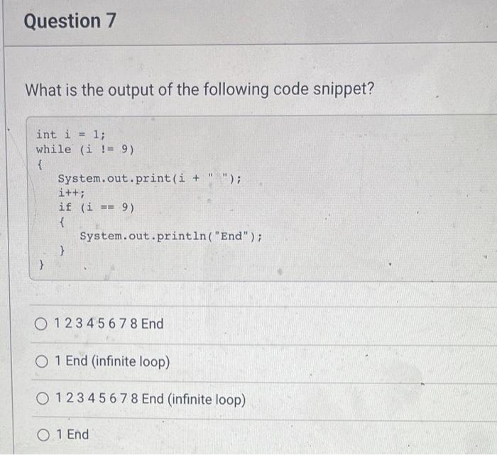 Solved Question 6 What is the output of the code fragment | Chegg.com