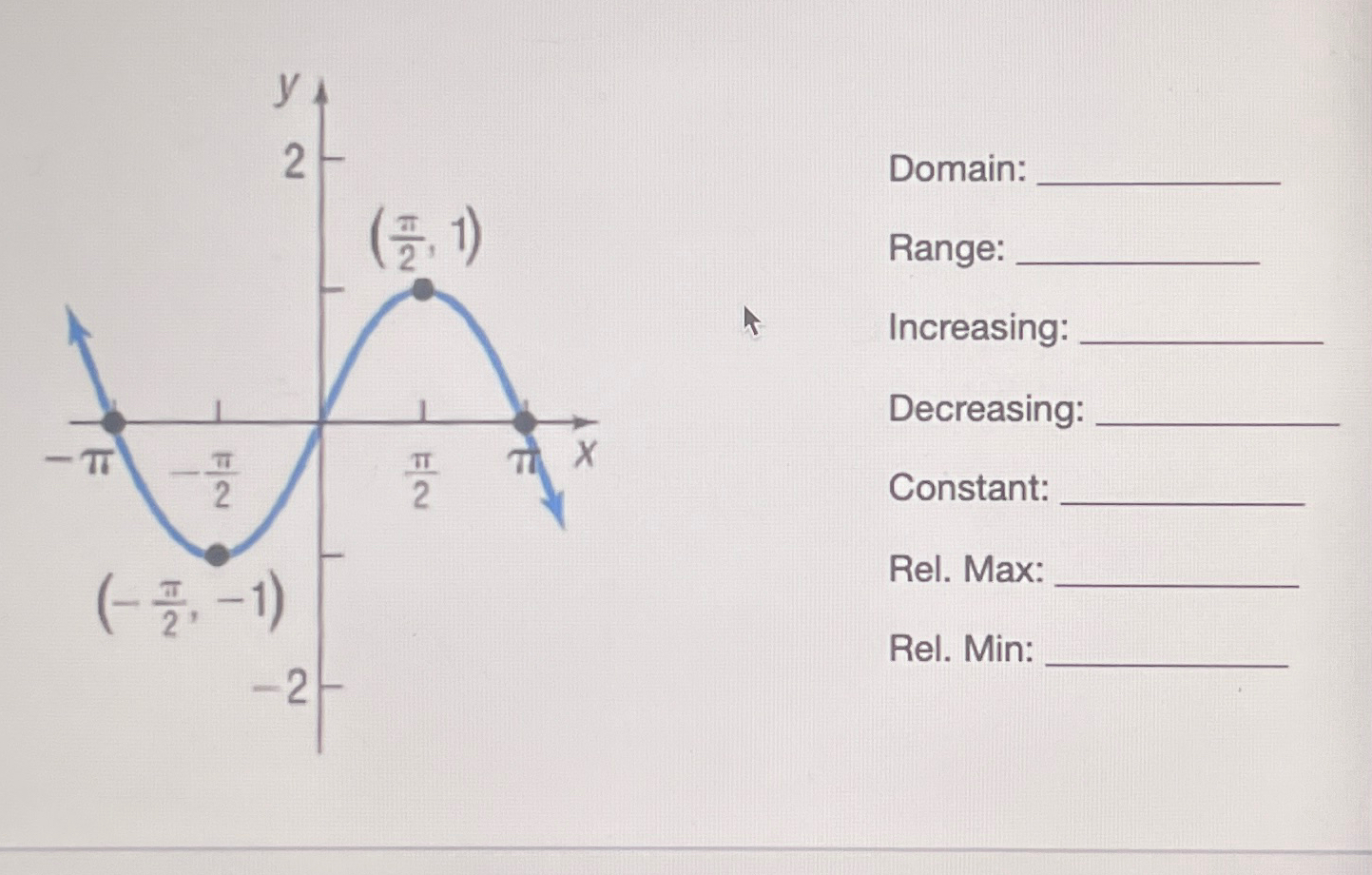 Solved Domain Range Increasing Decreasing Constant Rel