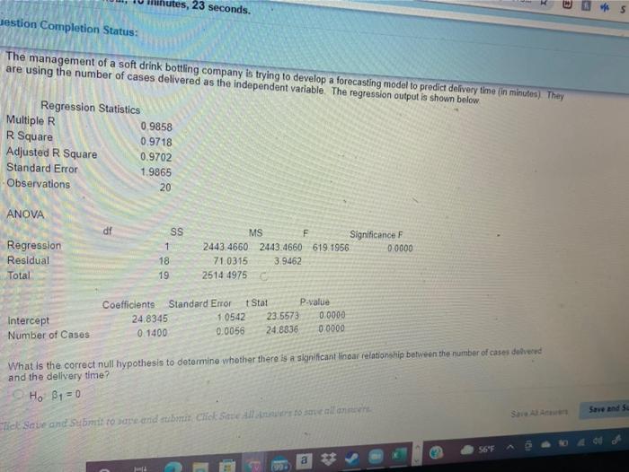 Solved 23 seconds. Jestion Completion Status: The management | Chegg.com