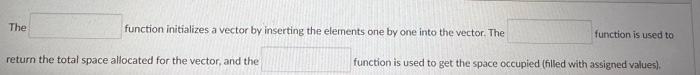 Solved The Function Initializes A Vector By Inserting The 9615