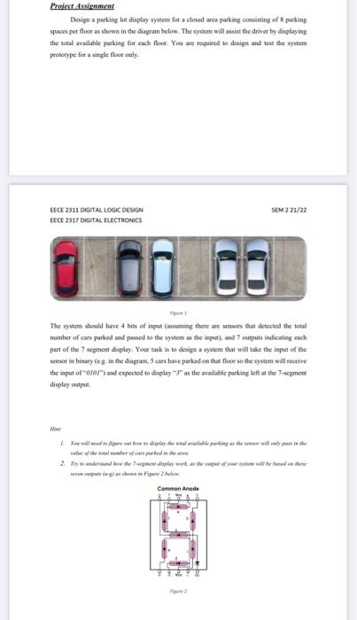 Solved Project Assignment Design a parking lot display | Chegg.com