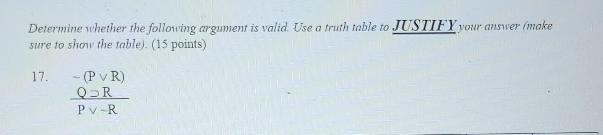 Solved Determine whether the following argument is valid. | Chegg.com