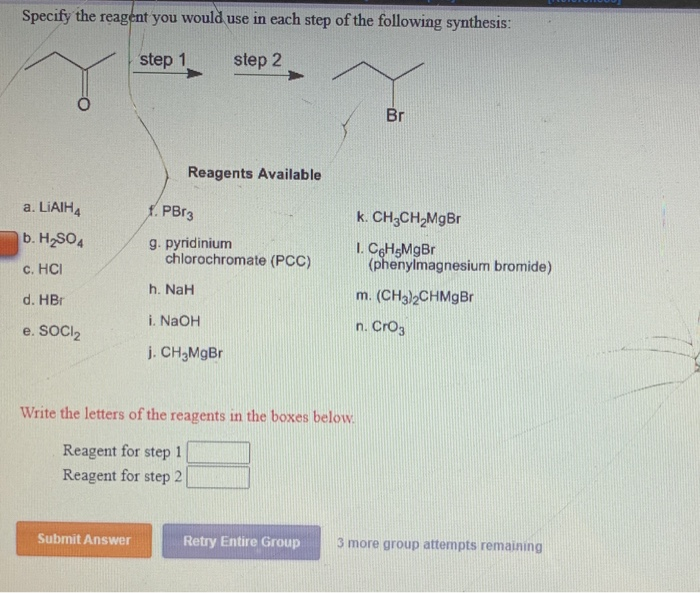 Solved Specify the reagent you would use in each step of the | Chegg.com