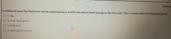 A childhood game like Red Rover can be embarrassing | Chegg.com