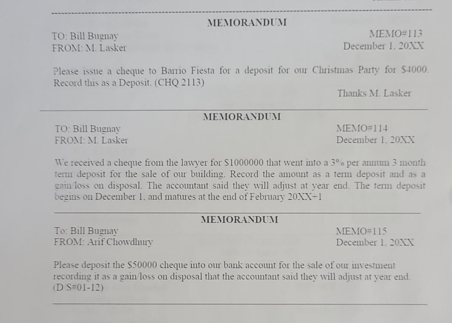 Solved Please deposit the $50000 cheque into our bank | Chegg.com