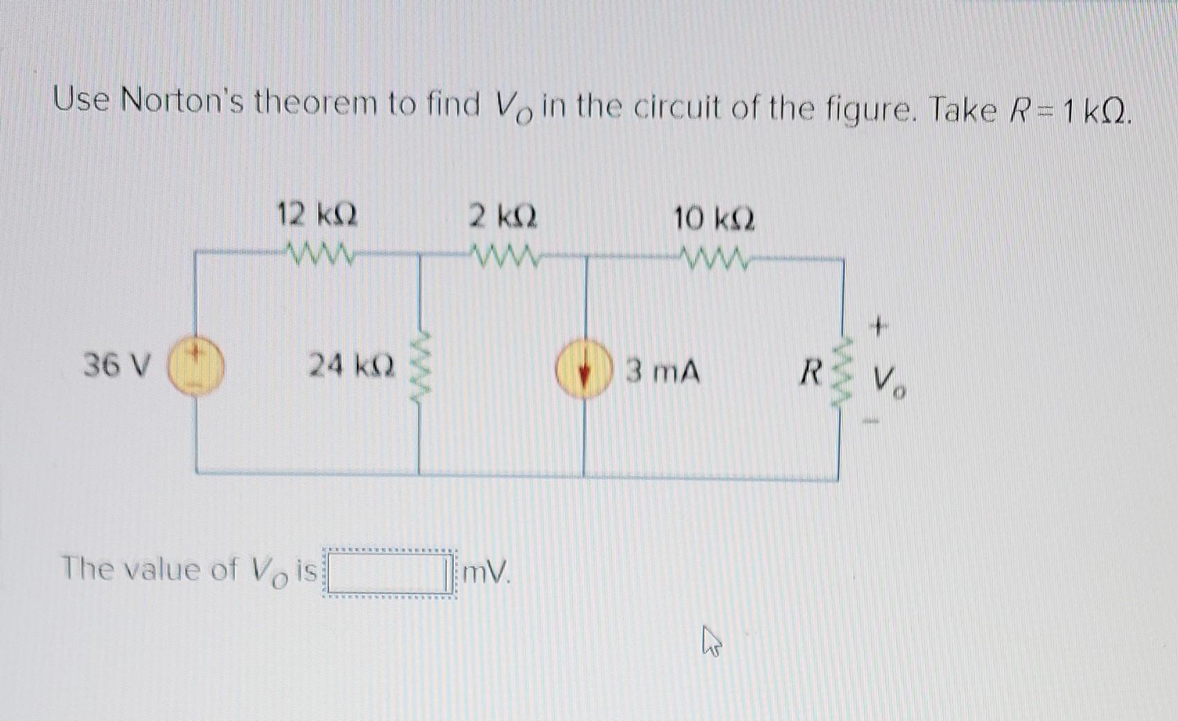 Solved Use Norton's theorem to find Vo in the circuit of the | Chegg.com