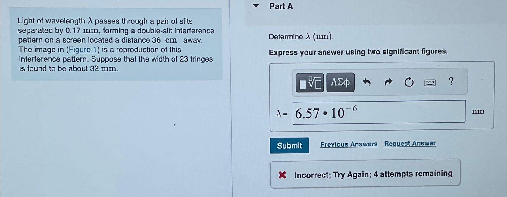 Solved Light of wavelength λ ﻿passes through a pair of slits | Chegg.com