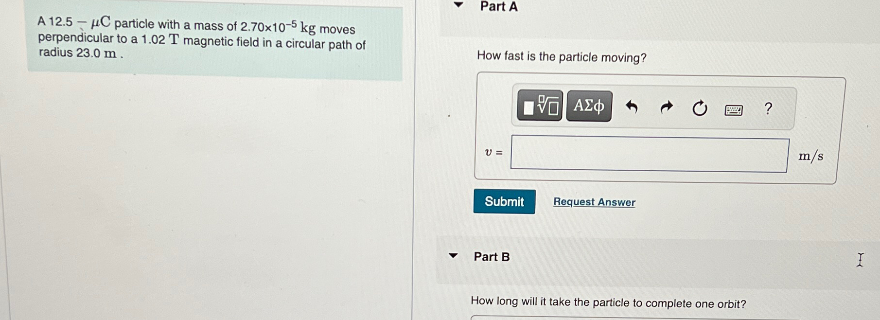 Solved A 12.5-\\\\mu C particle with a mass of 2.70\\\\times | Chegg.com
