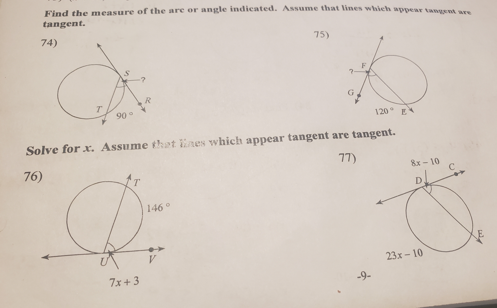 Solved Find the measure of the arc or angle indicated. | Chegg.com