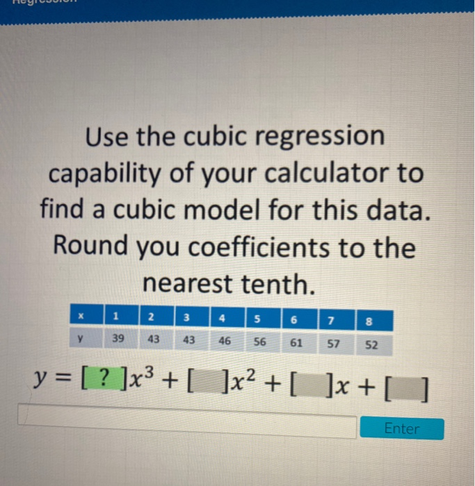 Solved Heyilovio Use the cubic regression capability of your | Chegg.com