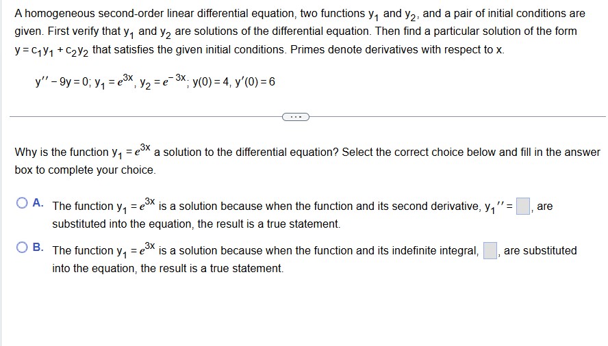 Solved A homogeneous second-order linear differential | Chegg.com