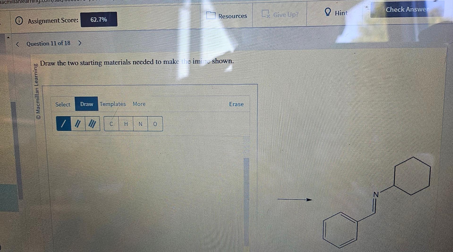 Solved Assignment Score: 62.7% Resources Give Up? Q Hint | Chegg.com