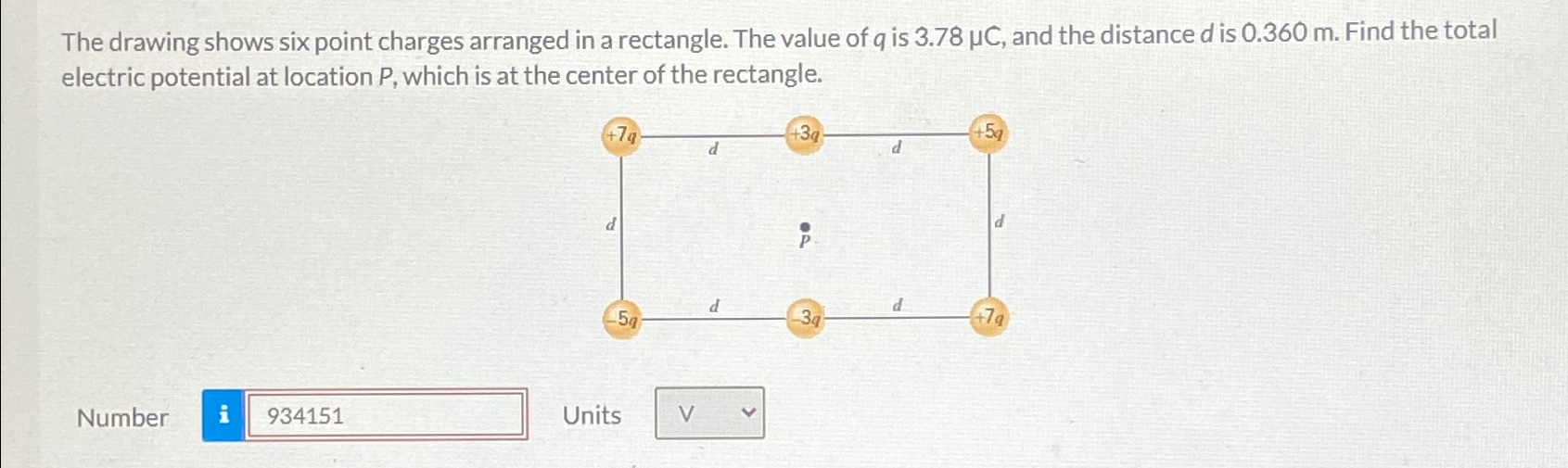 Solved The drawing shows six point charges arranged in a | Chegg.com