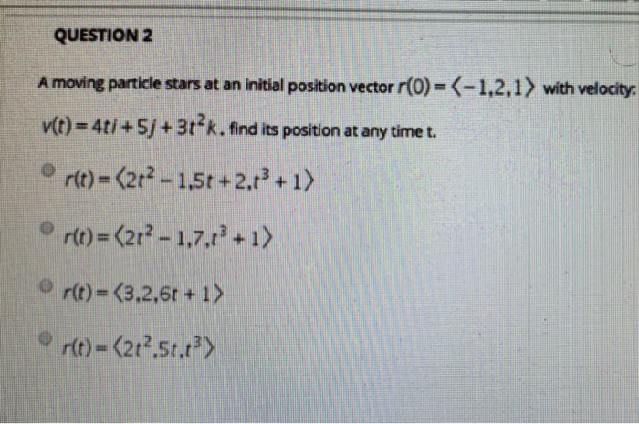 Solved QUESTION 2 A moving particle stars at an initial | Chegg.com