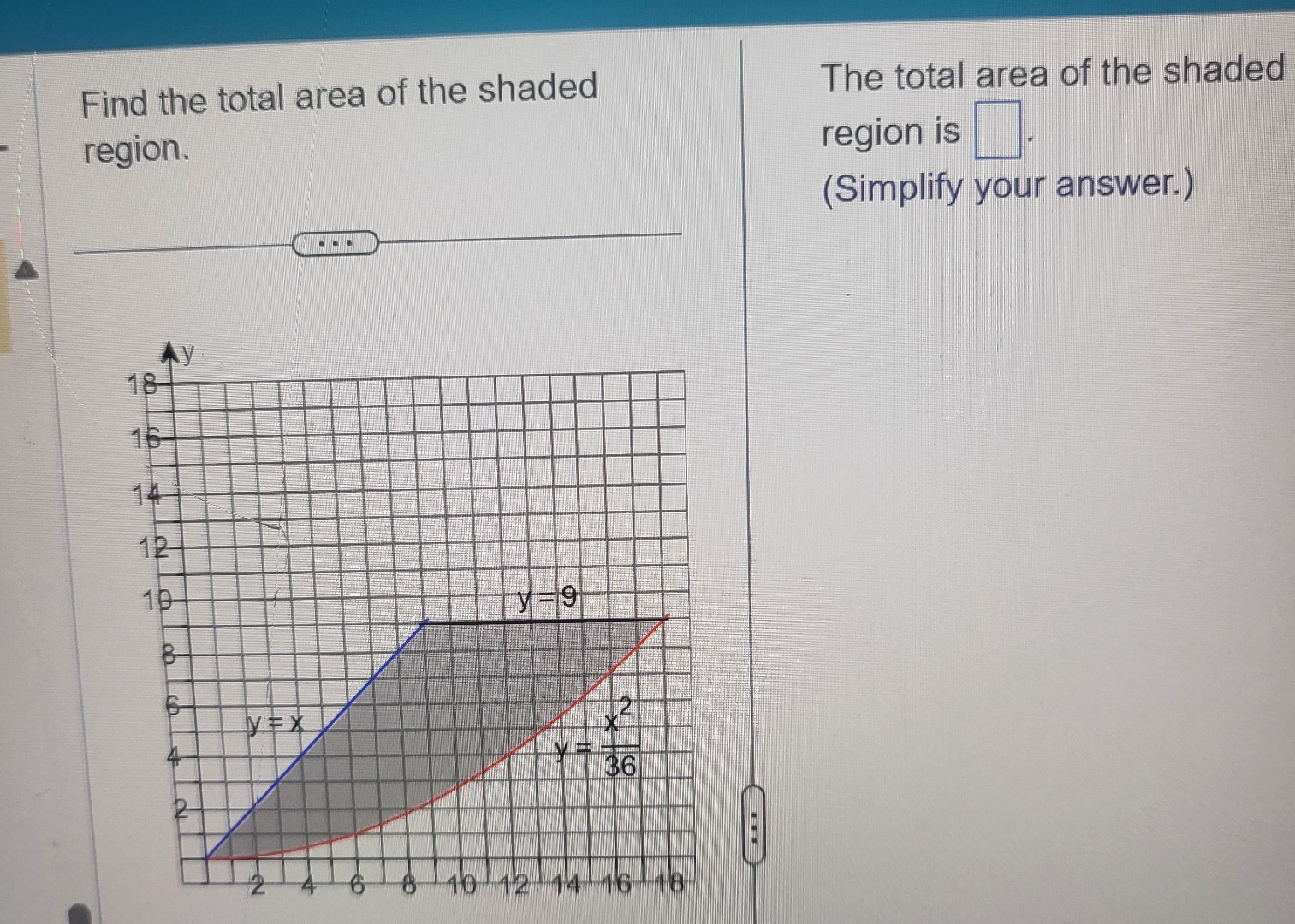 [Solved]: Find the total area of the shaded region. The tota