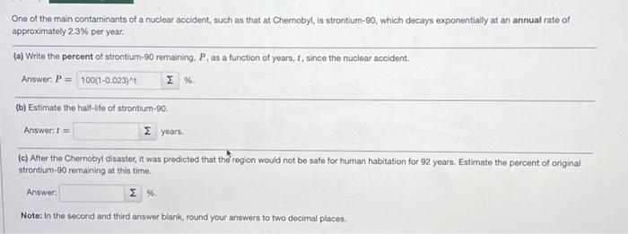 Solved One of the main contaminants of a nuclear accident, | Chegg.com