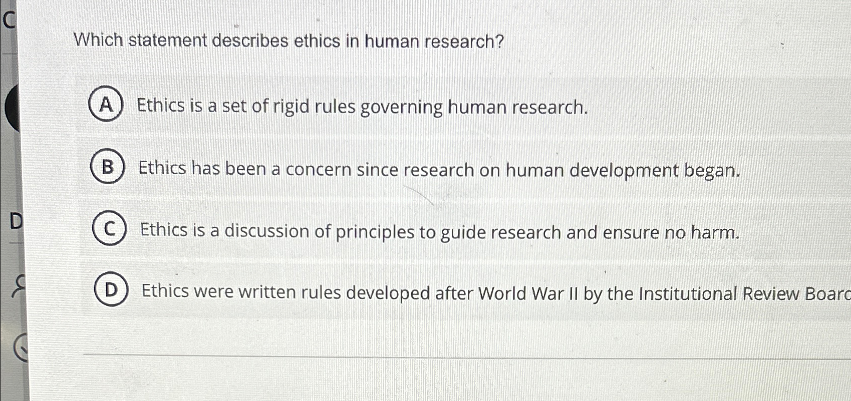 Solved Which statement describes ethics in human | Chegg.com