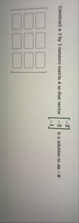 Solved Construct a 3 ﻿by 3 ﻿nonzero matrix A ﻿so that vector | Chegg.com
