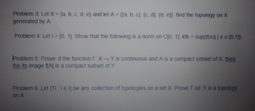 Solved Problem 1. Write out the definitions of Topology, | Chegg.com