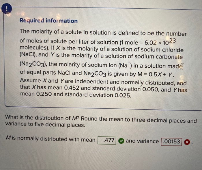 Solved ! Required information The molarity of a solute in | Chegg.com