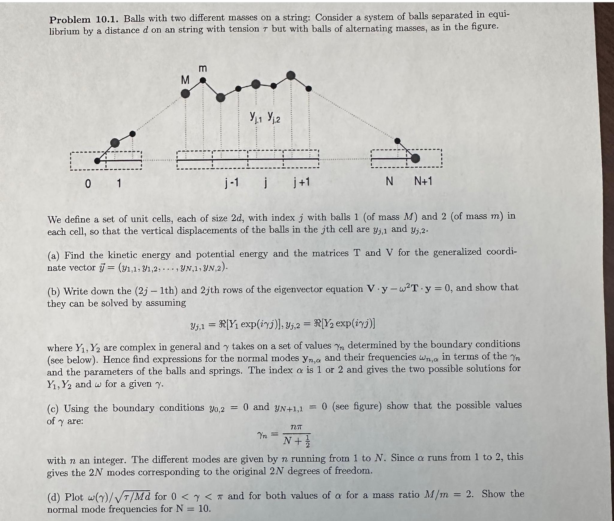 Solved Problem 10.1. ﻿Balls with two different masses on a | Chegg.com