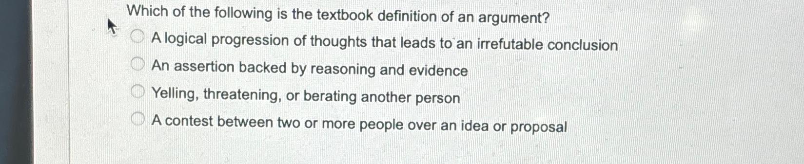 Solved Which of the following is the textbook definition of | Chegg.com